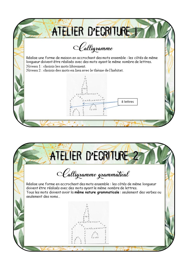 Ateliers d’écriture